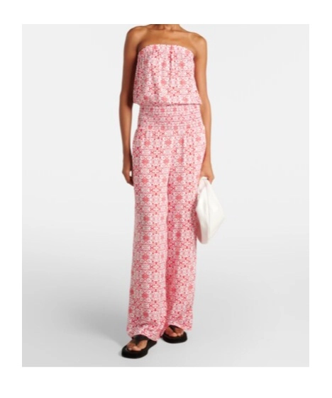 Melissa Odabash Naomi Strapless Printed Cotton Jumpsuit