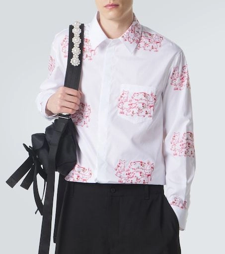 Simone Rocha Embroidered Cotton Poplin Shirt