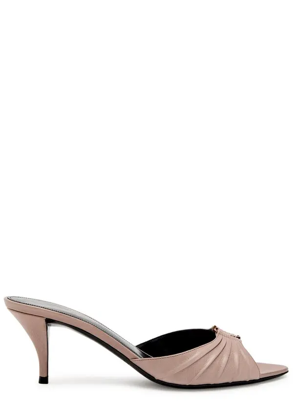 Saint Laurent Babylone 60 Pleated Grained Leather Mules