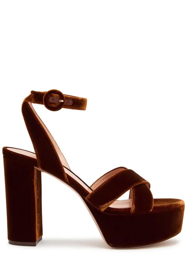 GIANVITO ROSSI Velvet Platform Sandals