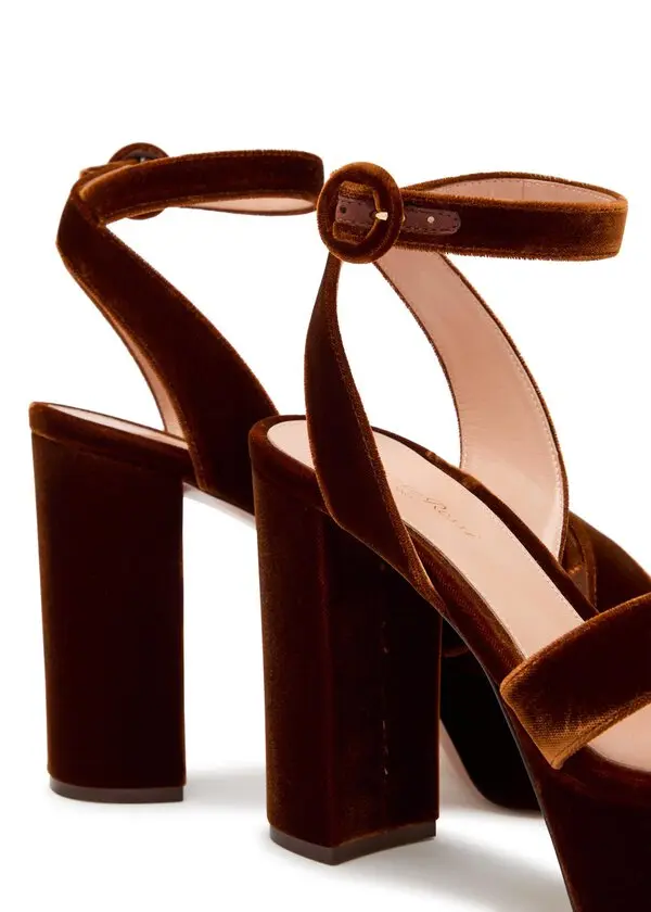 GIANVITO ROSSI Velvet Platform Sandals