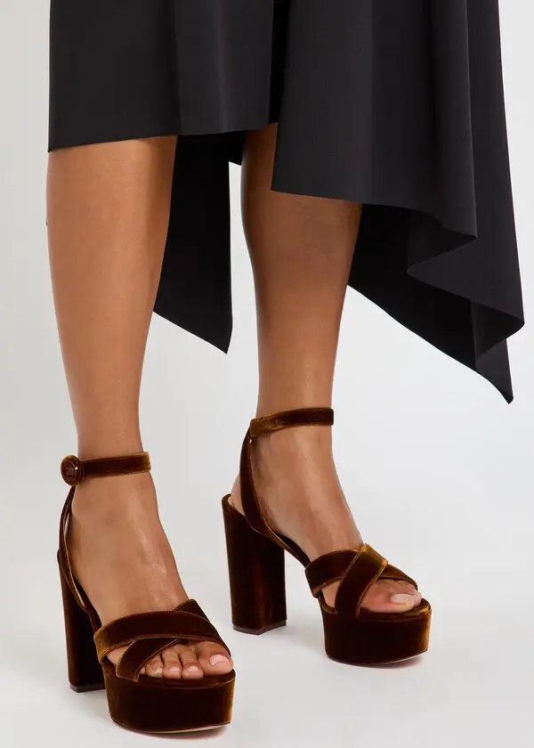 GIANVITO ROSSI Velvet Platform Sandals
