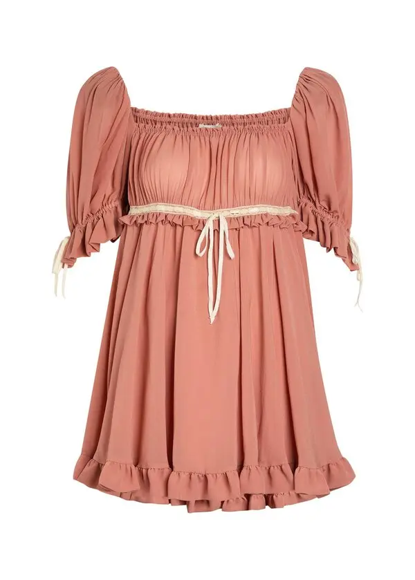 Chloé Gathered Silk-georgette Mini Dress