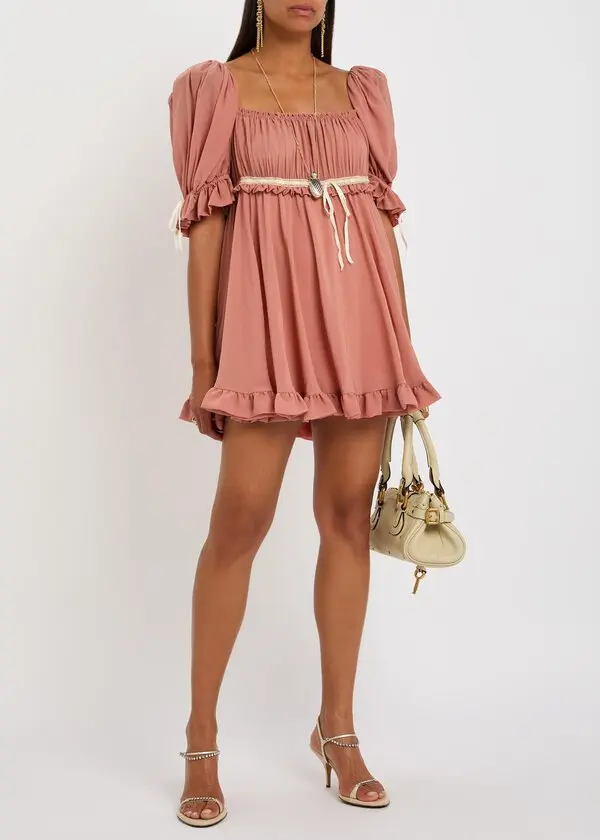 Chloé Gathered Silk-georgette Mini Dress