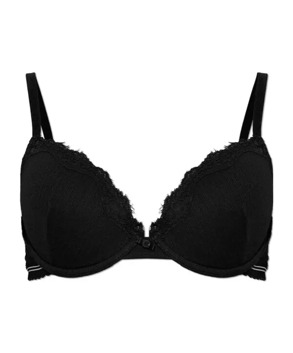 Emporio Armani Lace Trim Underwired Bra - Black