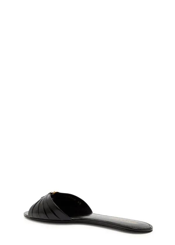 Saint Laurent Babylone Pleated Leather Sandals