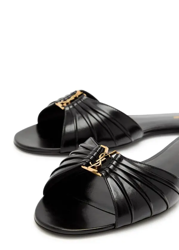 Saint Laurent Babylone Pleated Leather Sandals