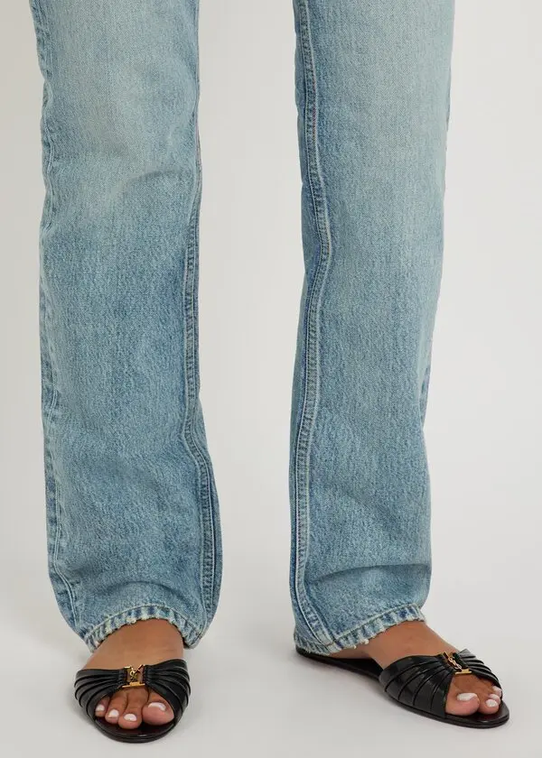 Saint Laurent Babylone Pleated Leather Sandals