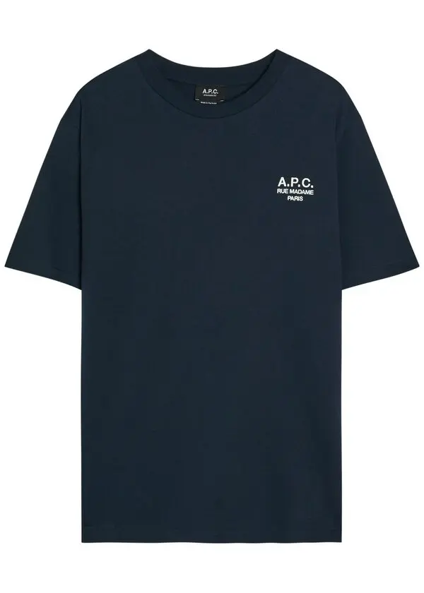 A.p.c. Rue Madame Logo-embroidered Cotton T-shirt - Navy