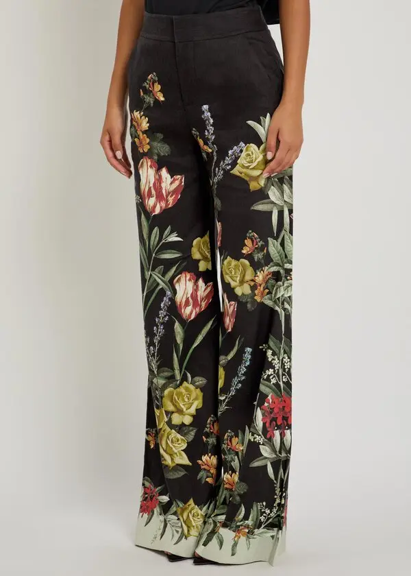 Alice + Olivia Dylan Floral-print Wide-leg Trousers