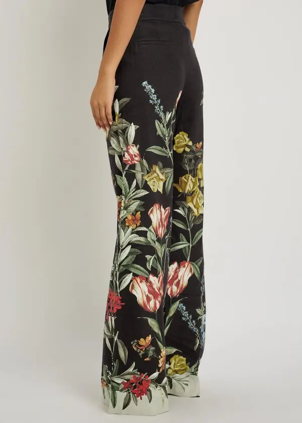 Alice + Olivia Dylan Floral-print Wide-leg Trousers