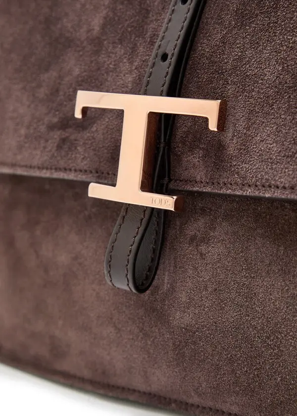 TOD'S Suede Shoulder Bag - Dark Brown