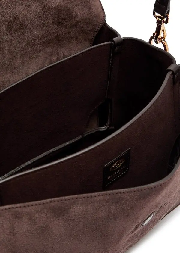 TOD'S Suede Shoulder Bag - Dark Brown
