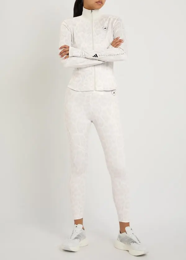 Stella McCartney Adidas X Leopard-print Stretch-jersey Mid-layer Jacket