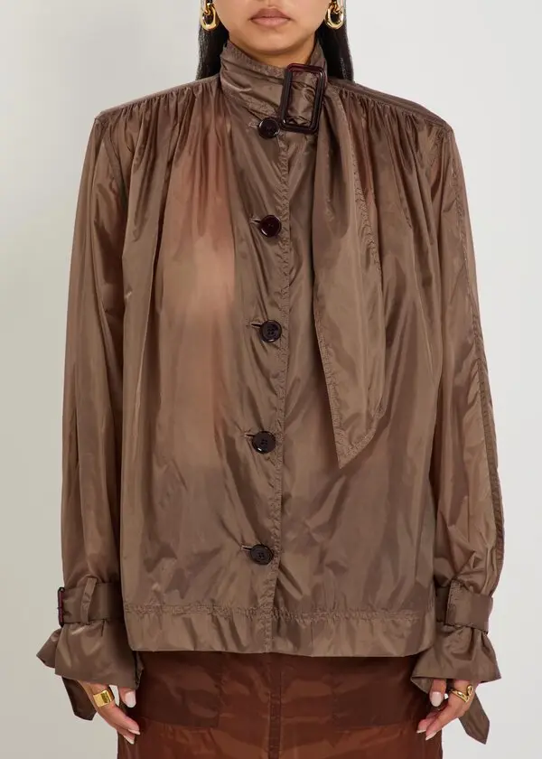 Saint Laurent Nylon Jacket With Tie Detail