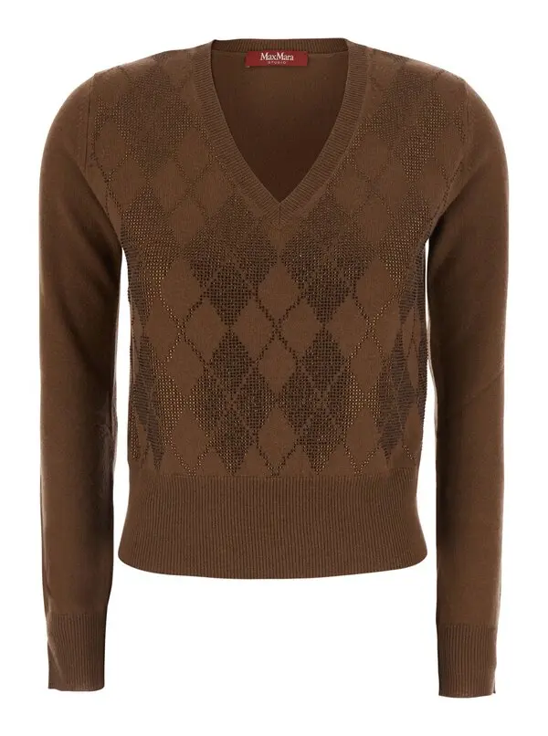 Max Mara Argyle-pattern Stud-embellished Sweater - Chestnut