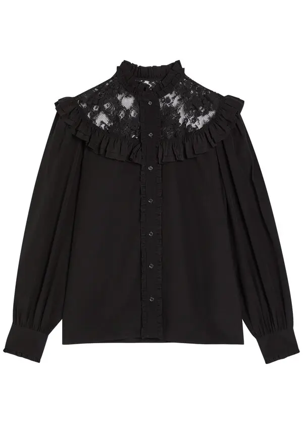 Chloé Ruffled Lace-trim Silk Blouse