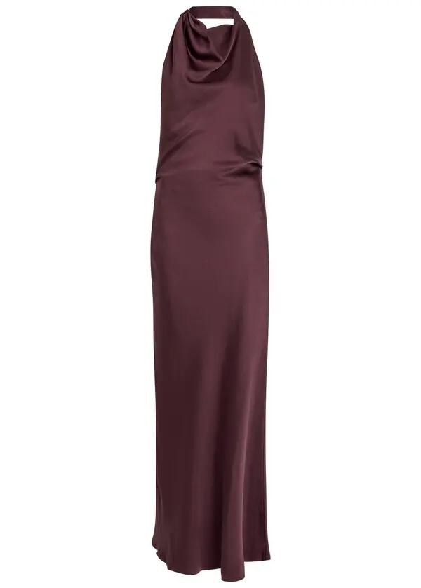 Simkhai Reannon Draped Silk Gown - Purple