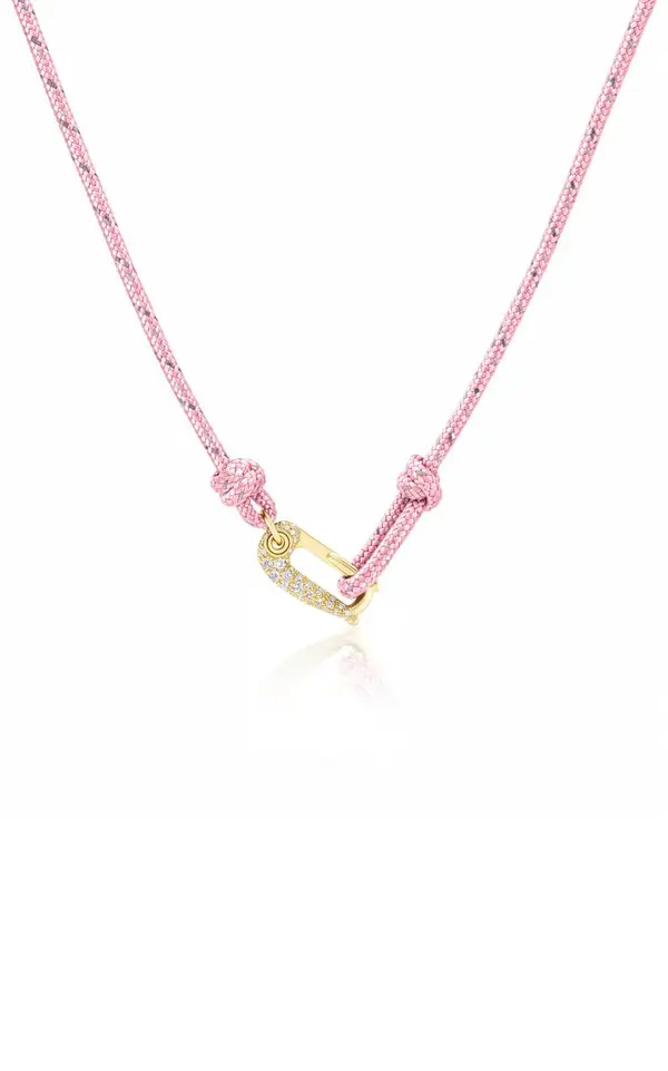 VICE VERSA 14k Yellow Diamond Lock It On Baby Pink Cord
