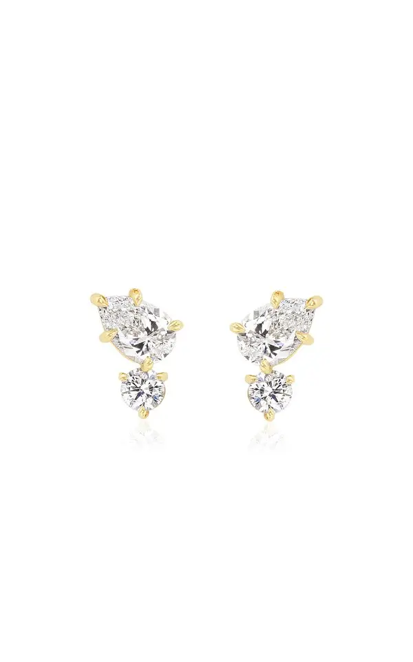 VICE VERSA 14k Yellow Diamond Stud Earrings
