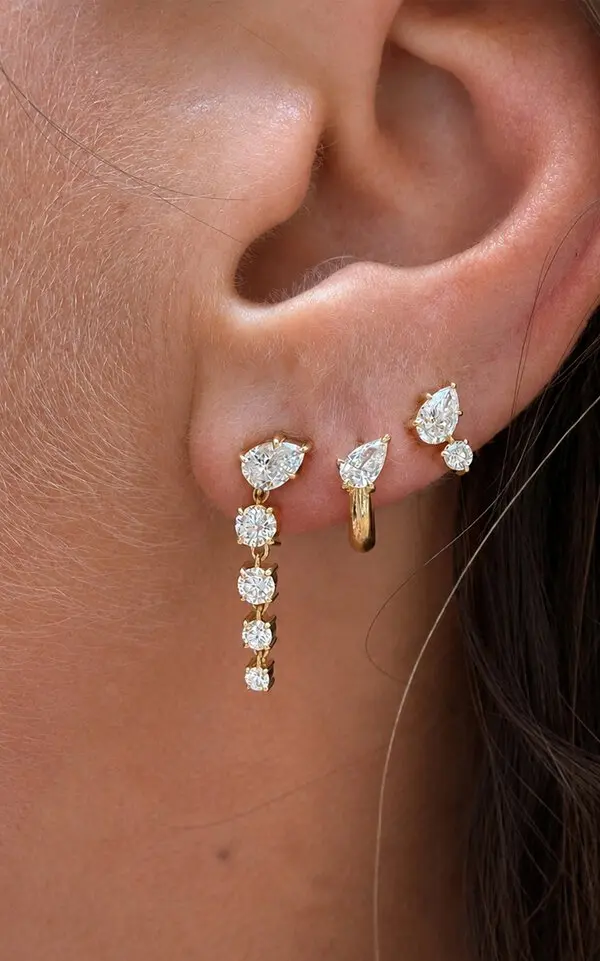 VICE VERSA 14k Yellow Bias Drop Earrings