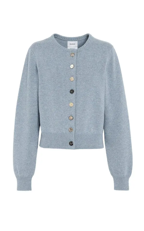 BARRIE Cashmere Mismatch Buttons Cardigan - Light Blue