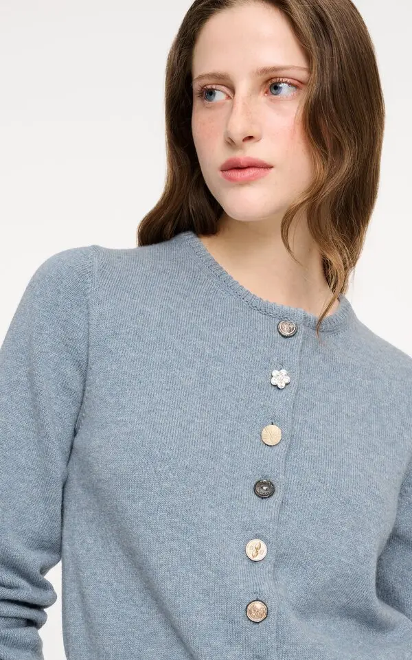 BARRIE Cashmere Mismatch Buttons Cardigan