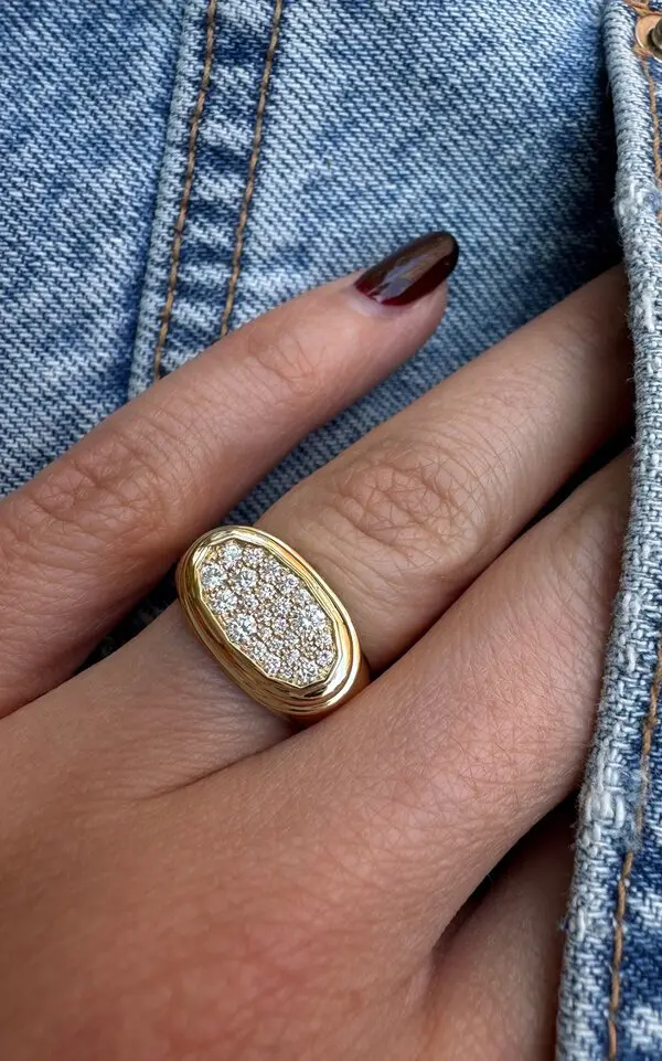 VICE VERSA 14k Yellow Pavé Diamond Pinky Ring