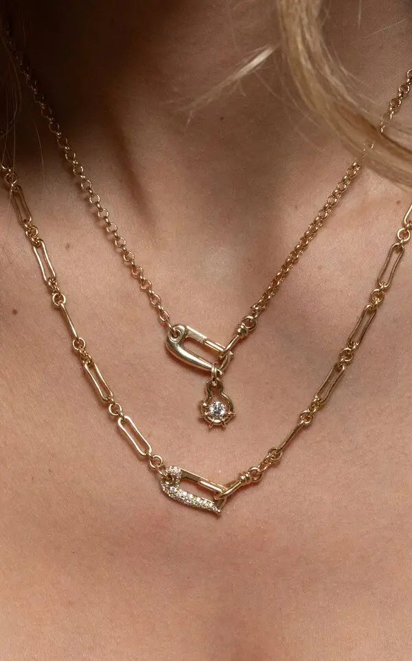 VICE VERSA 14k Yellow Diamond Lock It On Bone Chain