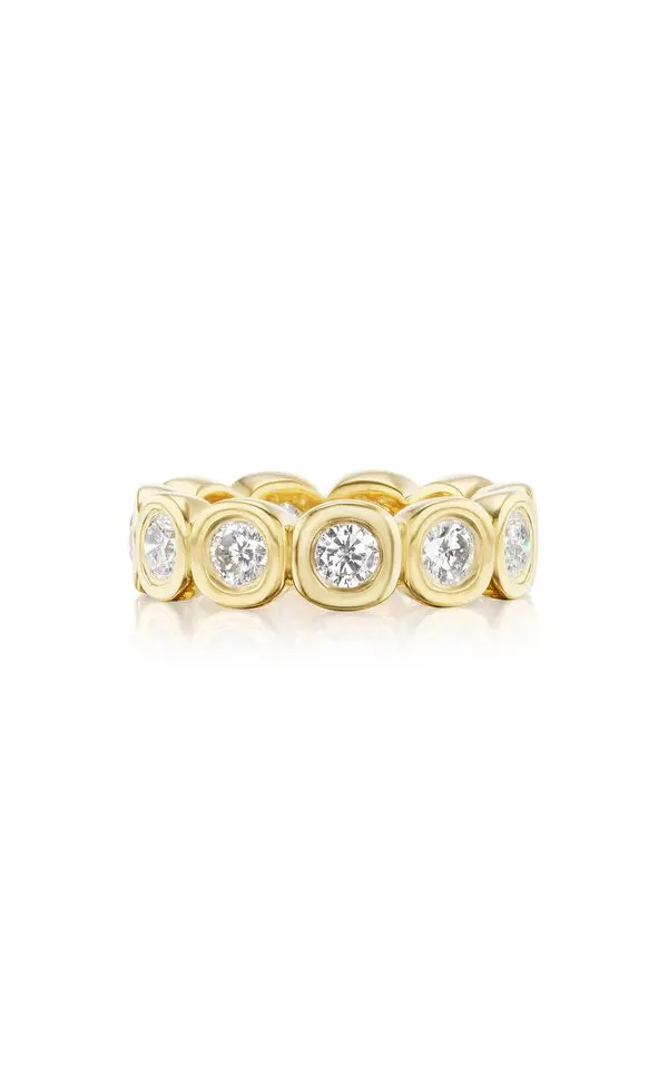 VICE VERSA 14k Yellow Cushion Eternity Band With Diamonds