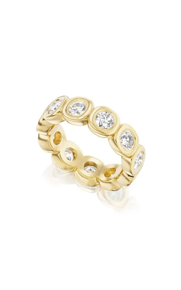 VICE VERSA 14k Yellow Cushion Eternity Band With Diamonds