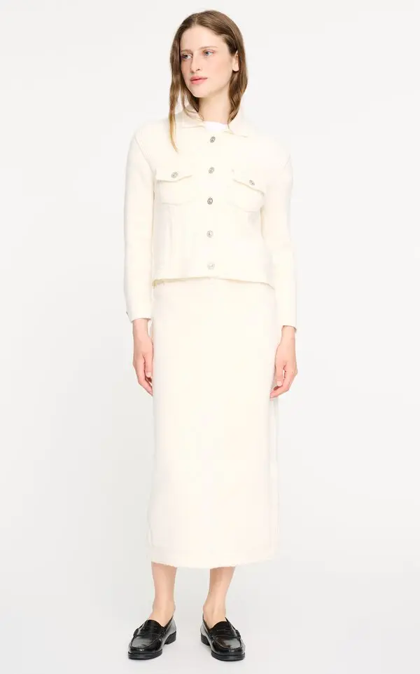 BARRIE Cashmere Long Denim Skirt - Ivory