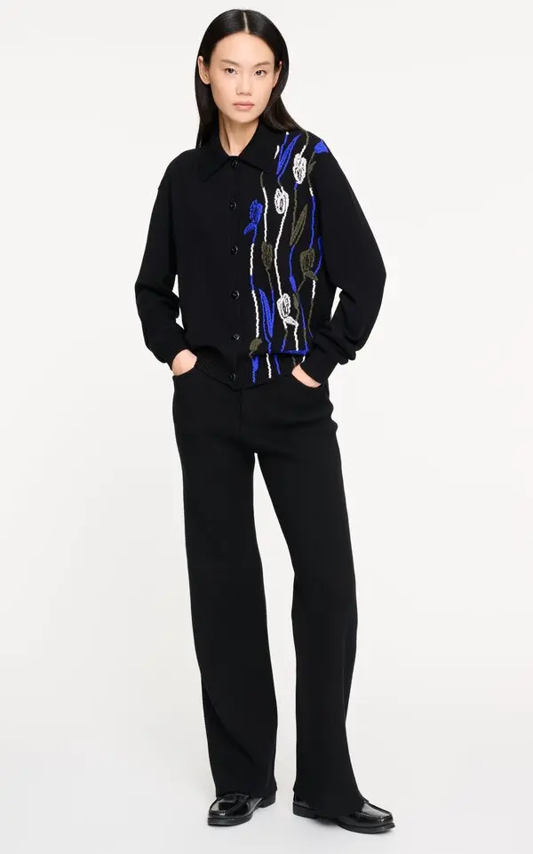 BARRIE Cashmere Stemline Shirt Cardigan - Black