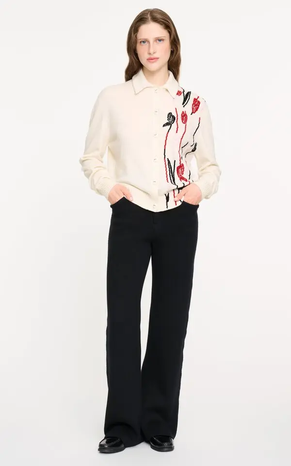 BARRIE Cashmere Stemline Shirt Cardigan - Ivory