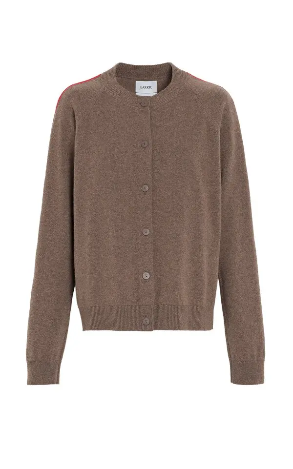 BARRIE Cashmere Threadline Cardigan - Brown
