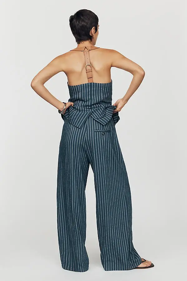 Maeve Avery Pinstripe Wide-leg Pleated Trousers