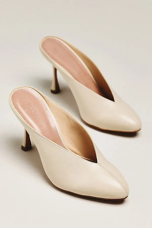 Maeve Embellished Leather Pointed Toe Mules - Cream