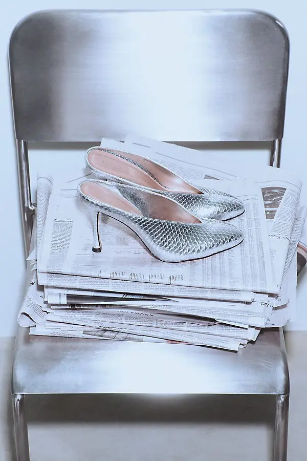 Maeve Metallic Leather Mules - Silver