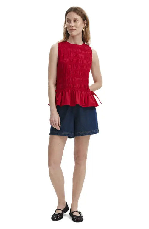FINERY LONDON Malani Peplum Top - Red