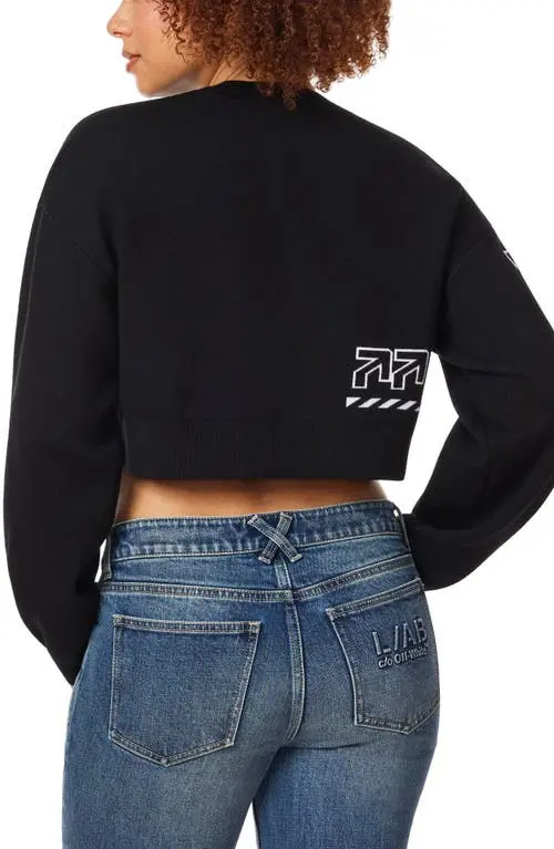 L/AB C/O OFF-WHITE Cropped Crewneck Sweater With Graphic Detail