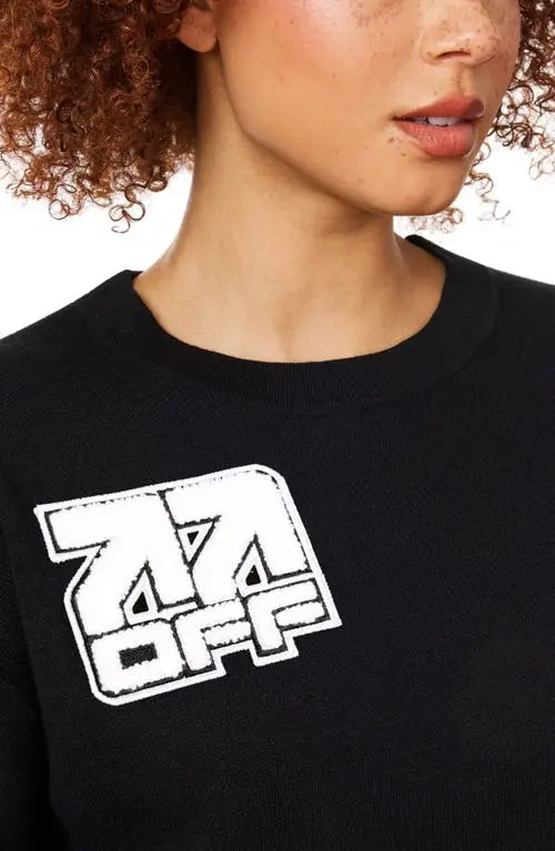 L/AB C/O OFF-WHITE Cropped Crewneck Sweater With Graphic Detail