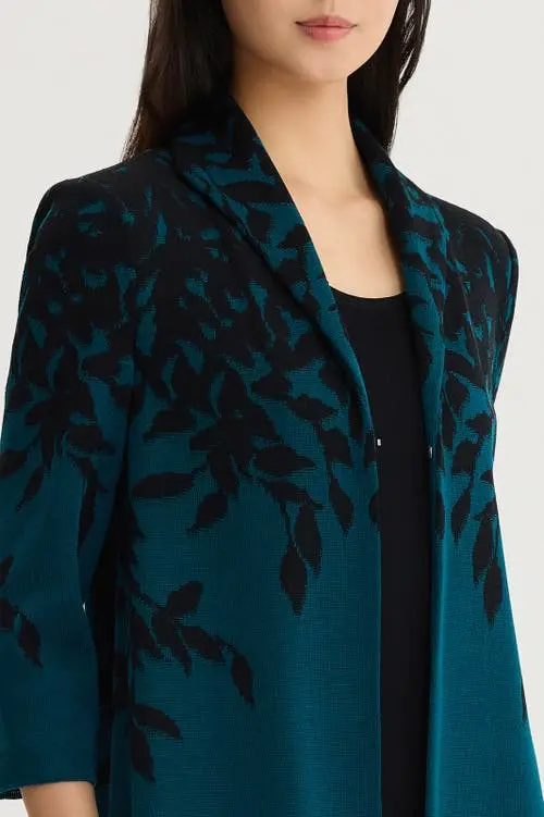 Ming Wang Floral Cascade Flat Knit Jacket