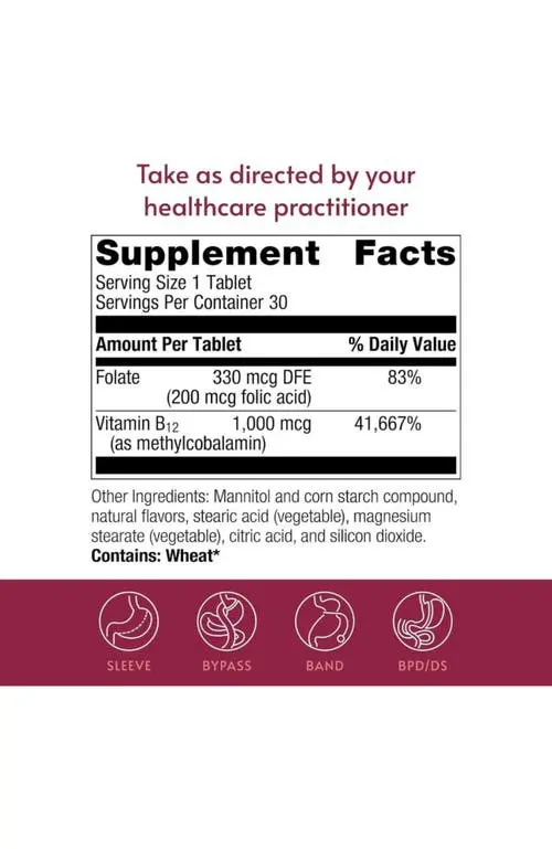 BARIATRIC ADVANTAGE B-12 Speedy Melts Vitamin B12 1000 Mcg Supplement Black Cherry 30 Count