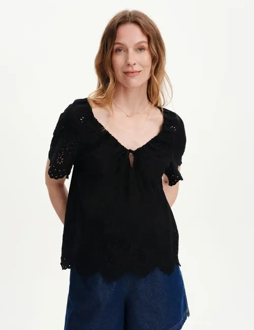 FINERY LONDON Ruthie Embroidered Cotton Top