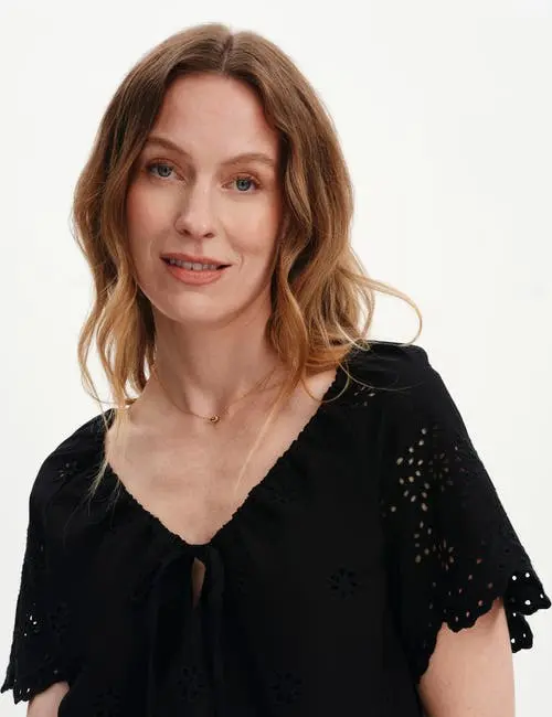 FINERY LONDON Ruthie Embroidered Cotton Top