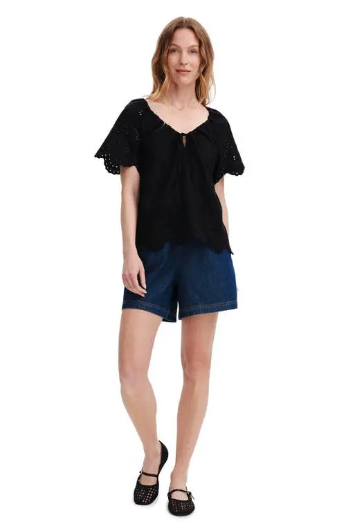 FINERY LONDON Ruthie Embroidered Cotton Top - Black