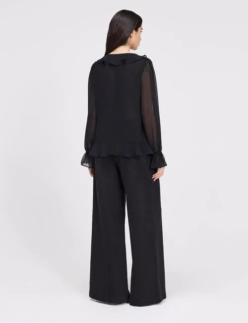 FINERY LONDON Jannelle Sheer Ruffle Detail Blouse