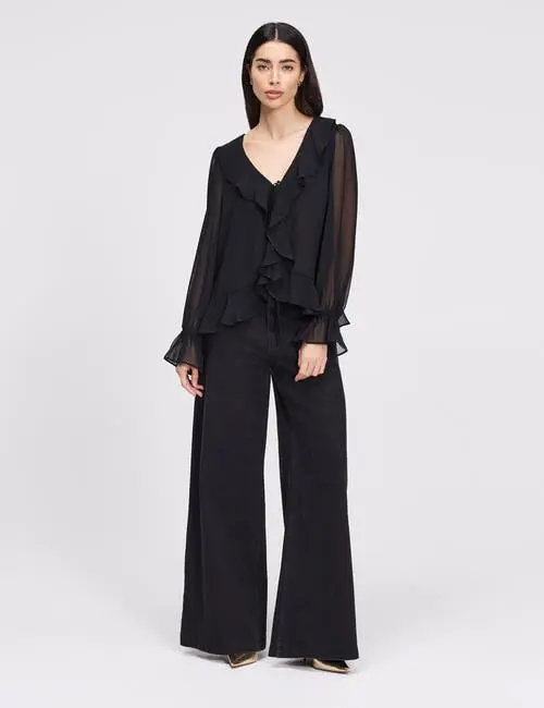 FINERY LONDON Jannelle Sheer Ruffle Detail Blouse