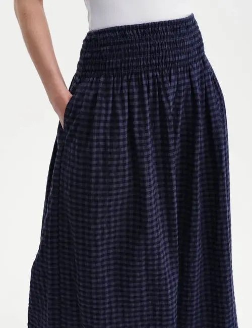 FINERY LONDON Vanessa Gingham Seersucker Midi Skirt