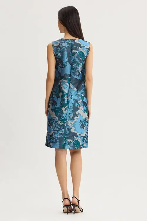 Ming Wang Abstract Jacquard Woven Sheath Dress